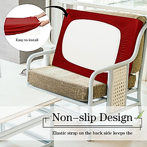 Newwiee 8 Pcs Patio Stretch Patio Sofa Cushion Covers Outdoor Cushion Cover Replacement for 4 Backrests and 4 Cushions Covers, Waterproof Couch Chair Seat Cover Furniture Protector (Wine Red)