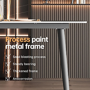 MCDAMCN Marble Sintered Stone Dining Table, 55" Grey Kitchen Table for Dining Room, Fade and Scratch Resistant, Table Only