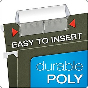Pendaflex Insertable Plastic Tabs Hanging Folder Tabs, 2", Clear, 25 Tabs and Inserts per Pack (42)