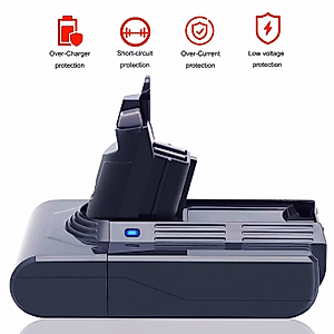 DEWQKI 21.6V 4.0Ah V6 Battery Replacement for V6 Battery Compatible for V6 DC58 DC59 DC61 DC62 DC72 DC74 Absolute Animal Motorhead Slim SV03 SV04 SV05 SV06 SV07 SV09 (V6)