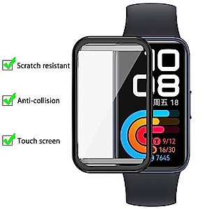 2 Pack NOOETAH TPU Sceen Protector Case Cover Compatible for Band 9/Band 8 (Black+Clear)