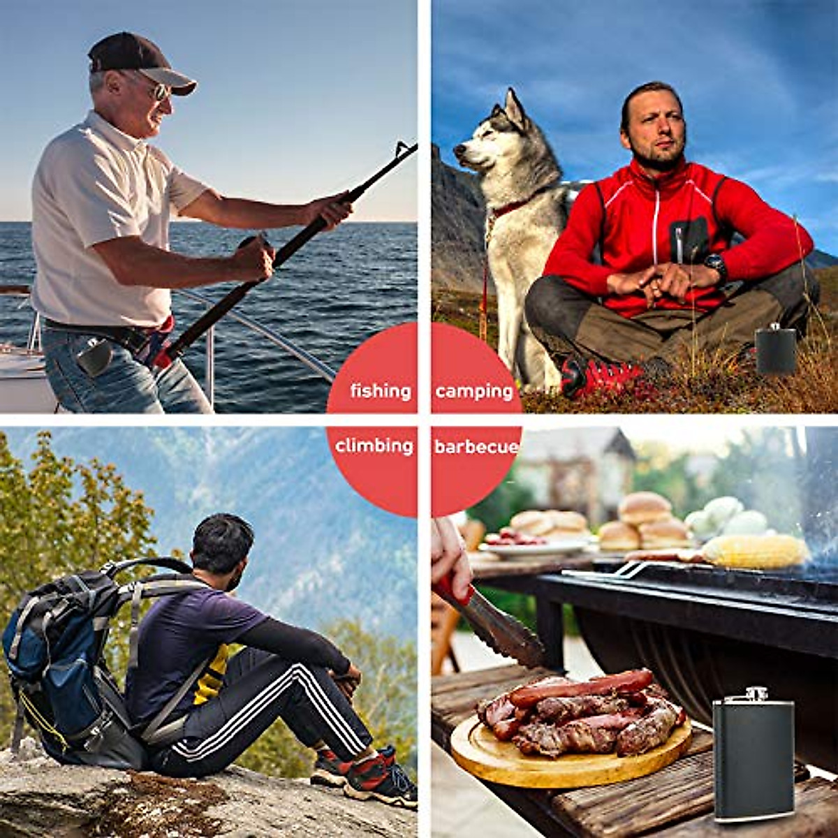 Hip Flask Gift Set, Hip Flasks for Liquor for Men with Black Leather Cover, 8 Oz Hip Flask Set, 18/8 Stainless Steel Hip Flasks for Liquor with 2 Cups & Funnel, Flasks for Liquor for Men Gift Box