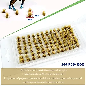 Woohome 208 PCS Static Grass Tuft Model Grass Tufts Terrain Model Kit Resin Static Scenery Model, Artificial Grass for Train Landscape Railway Artificial Grass Modeling