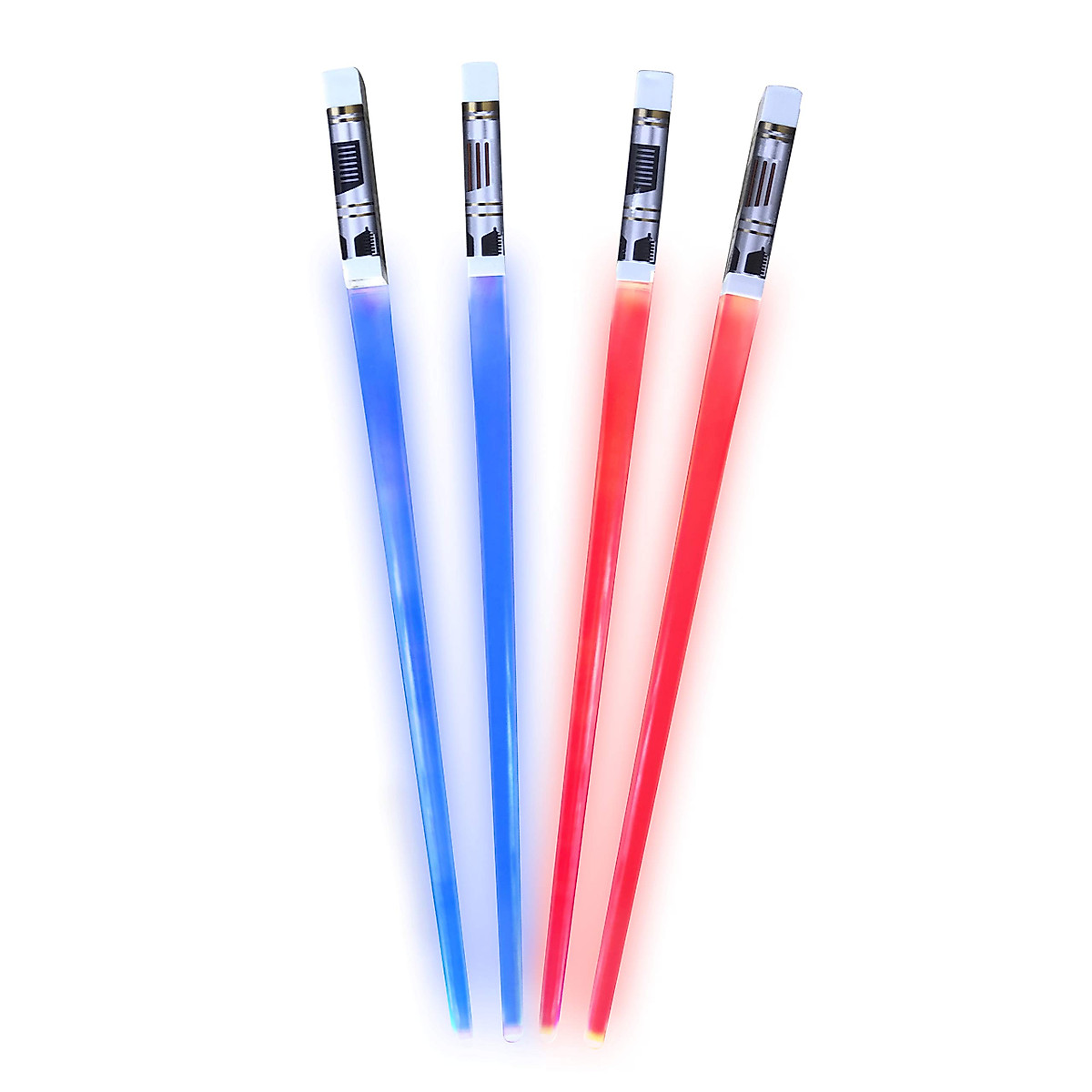 Everyday Delights LED Light Up LightSaber Chopsticks, 2 pairs (Red & Blue), Reusable Durable Eco-friendly Lightweight Portable BPA Free Food Safe Kitchen Dinner Party Utensil Tableware Toy Gift
