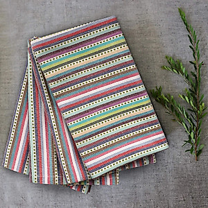 Urban Villa Kitchen Towels Blue Multi Dobby Stripes Premium Quality 100% Cotton Dish Towels Mitered Corners Ultra Soft (Size: 20x30 Inches) Highly Absorbent Bar & Tea Towels (Set of 6)