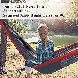 Forbidden Road Camping Hammock Single Hammocks Parachute Hammock for Outdoor Hiking Travel Backpacking - 210D Nylon Taffeta Hammock Swing - Support 400lbs Ropes Carabiners Included