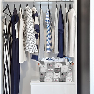 TropicalLife Foldable Storage Baskets, Cats Cube Organizer Bins with Dual Handles Nursery Closet Shelf Storage Box for Clothing, Books, Cosmetic, Toys, 15"x11"x9.5", Set of 2