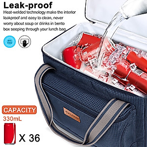 BALORAY Lunch Bag Large Picnic Bag Leakproof Insulated Lunch Bags for Adults Perfect for Long Hour Working (Blue)
