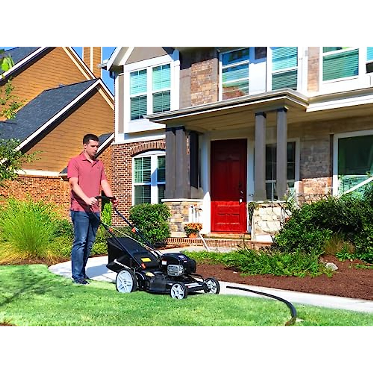 Yard Force Gas Lawn Mower 22-inch, YF22-3N1SP with Briggs & Stratton 150cc Engine, Vertical Storage, Self-propelled, Single Lever Cutting Height Adjustment, 12-inch Rear Wheels