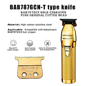 Replacement DOLD 2.0 Blades compatible with BaBylissPRO FX787 / FX726/FX787G/FX787B2, for Outlining Hair Trimmers (FX787) and Trimmers (FX726) -golden steel knife