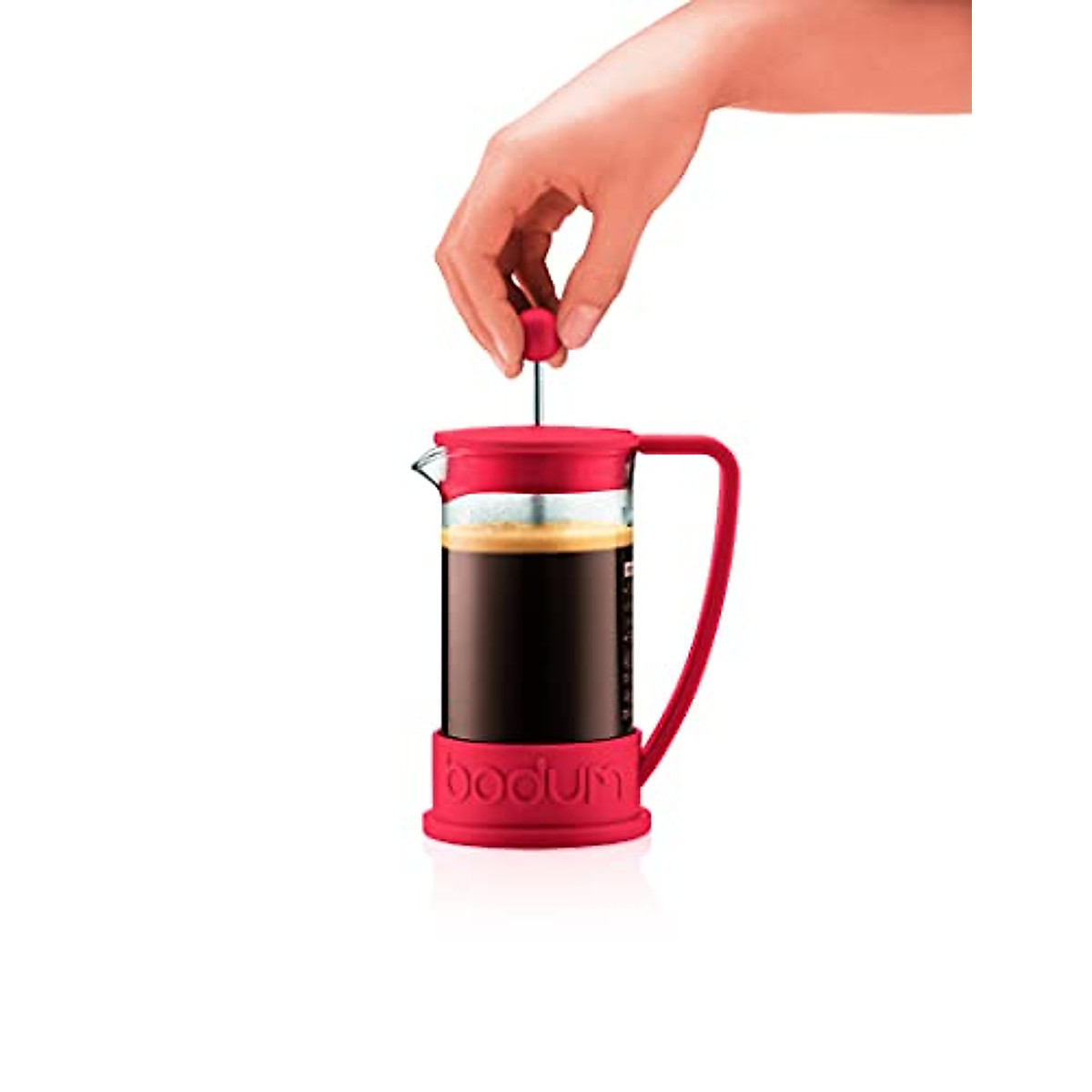 Bodum Brazil French Press Coffee Maker with Borosilicate Glass Carafe, 34 Ounce, Warm Red