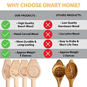 Onart Home - Traditional Handmade Maamoul Molds | Wooden Cookie Molds for Baking | Biscuit Cake Pastry Sweet Cookie Cutter | Mid-Autumn Festival Practical Hand Pressed Cake Mold