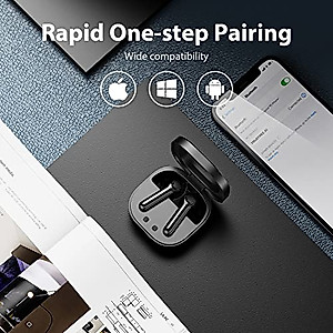 Wireless Earbuds Truefree A1 Bluetooth 5.0 Headphones Wireless Earphones with 4 Mics, Immersive Stereo Sound by 14.2mm Driver, ENC for Clear Calls, USB-C Charge, 18 Hours of Playtime, Single/Twin Mode