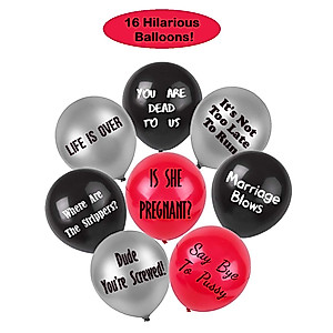 BroSash Funny Bachelor Party Decorations (Gold Bachelor Banner, Bachelor Sash, 16 Funny Party Balloons, and 8 Bachelor Party Rules Cards) 26 Piece Set, Bachelorette Party Supplies Gifts