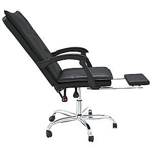 Reclining Office Chair,with Rolling Wheels with Adjustable seat Height Suitable for Office, Home, Study Space, Conference Room or Play Facility Black Faux Leather