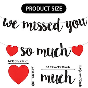 Welcome Home Banner, We Missed You So Much Banner, Welcome Home Decorations for Family Reunion Friends Back Military Graduation Happy Friendsgiving Sign Banner (Black)