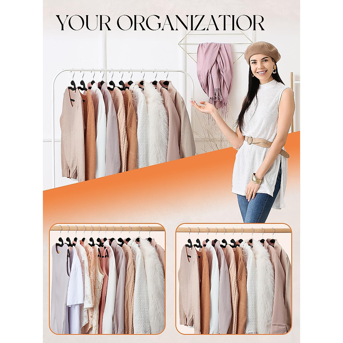 HOUSE DAY Velvet Hangers 60 Pack Black – Heavy Duty Velvet Clothes Hangers - Non Slip Felt Coat and Suit Hangers for Closet - Lightweight Thin Space Saving - Black Hangers