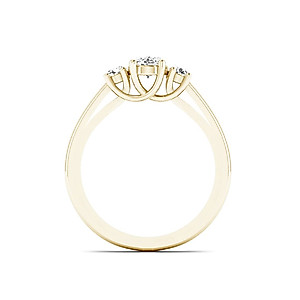 JEWELS FORUM 0.80 Carat Moissanite Engagement Ring 14K Gold Plated Sterling Silver Anniversary Wedding Band Ring For Women Pave Setting (Color-DEF/Clarity-VS2-SI1)(yellow gold)