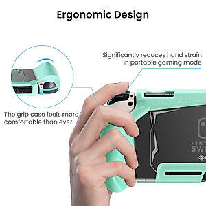 tomtoc Protective Case for Nintendo Switch, TPU Dockable Grip Case with 2 Game Cards Slots, Shock-Absorption and Anti-Scratch Split Cover