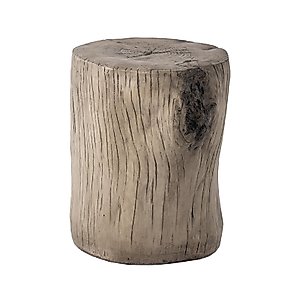 SUNBURY Stump Side Table, Concrete Side Table Coffee Table Log Table,Patio Faux Wooden End Table, Light Grey Stool Prop Plant Stand Holder for Garden Household Living Room