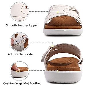 KuaiLu Womens Fashion Orthotic Slides Ladies Lightweight Athletic Sandals Slip On Thick Cushion Slippers Sandals With Comfortable Plantar Fasciitis Arch Support White Khaki 8