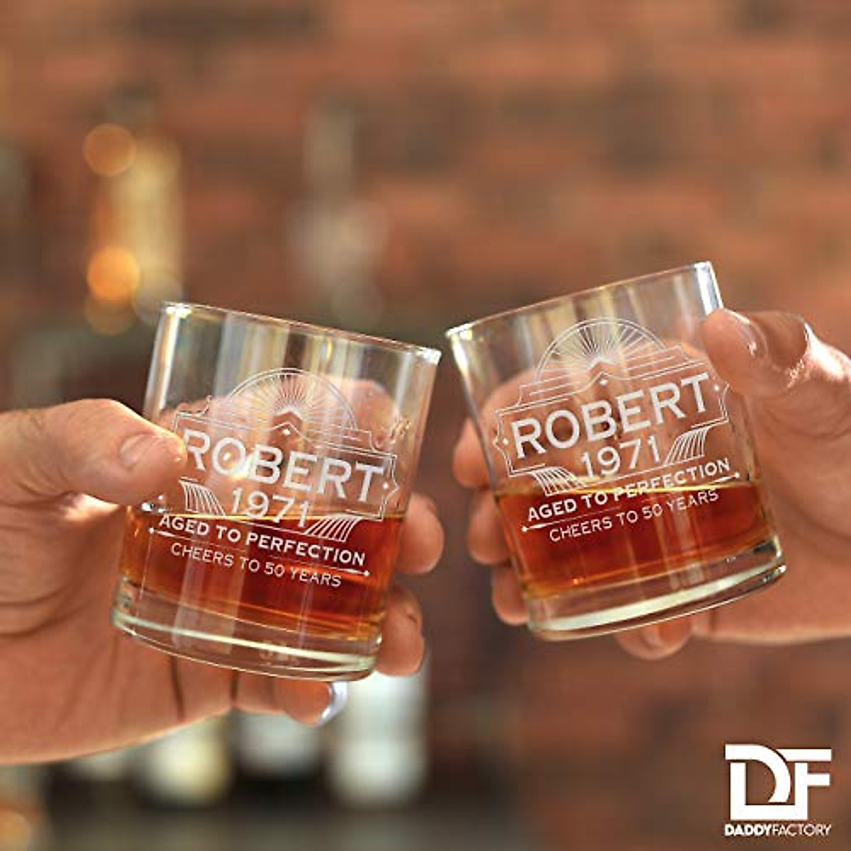 Personalized Whiskey Glass For Men, Customized Engraved Etched Monogram Rocks Cocktail Glass, 10.25 oz Old Fashioned Custom Whiskey Gift Glass Birthday Gift For Him, Aged To Perfection