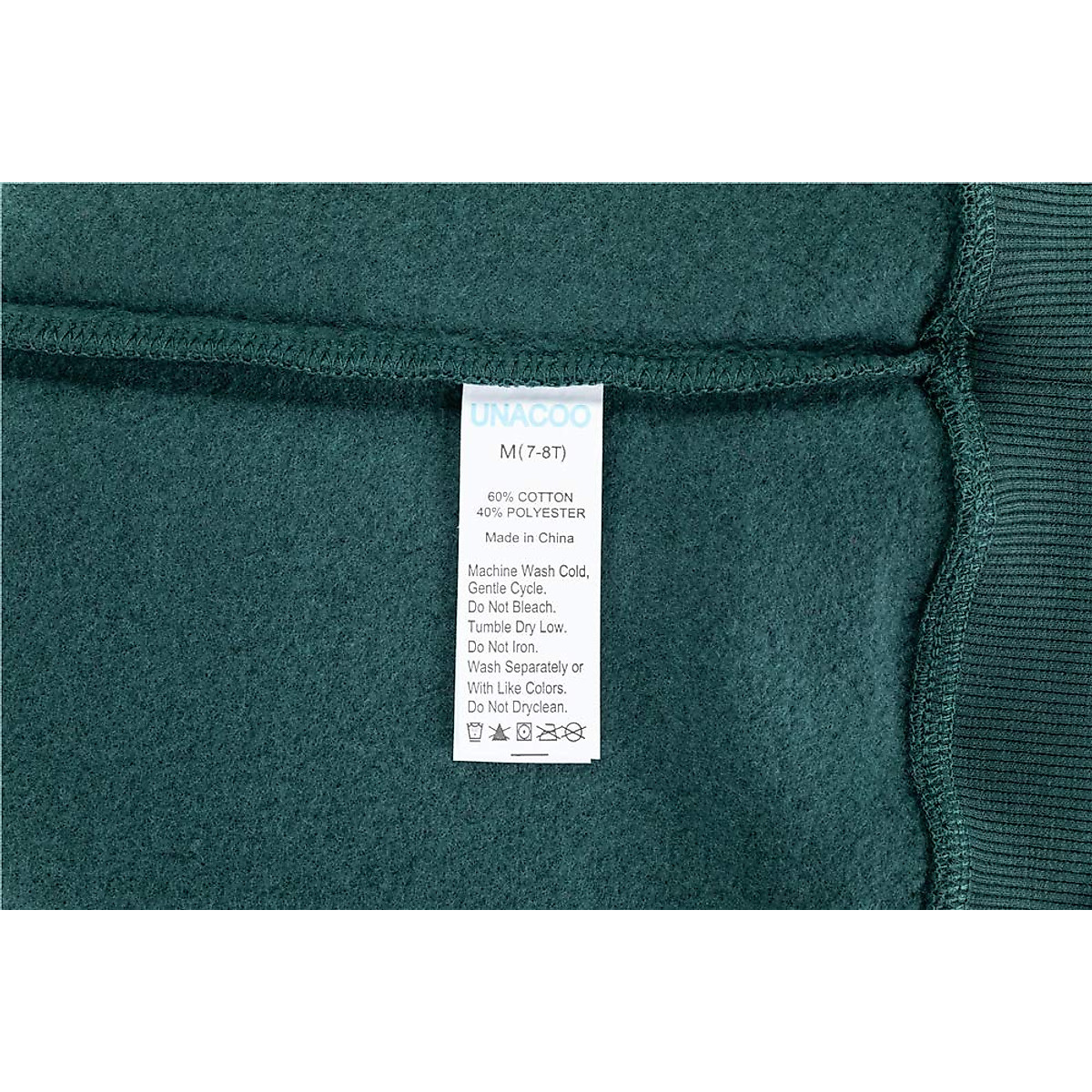 UNACOO Kids Crewneck Long Sleeve Fleece Sweatshirt Pullover Cotton Tops for Boys or Girls (deep green, xl(11-12 Years))