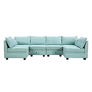 FULife Oversized U-Shaped Reversible Sectional Sofa with Chaise Lounge,Free Combination Convertible Modular Couch,Symmetrical Deep Seat Corner Couches w/Storage Seat,Comfy Upholstery Sleeper Sofá Bed