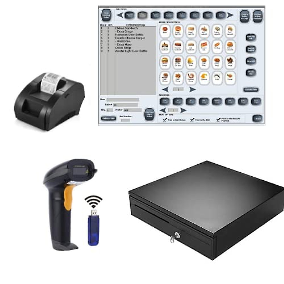 Point of Sale POS System Includes Software Barcode Scanner Thermal Printer Cash by NamesBrand (Black)