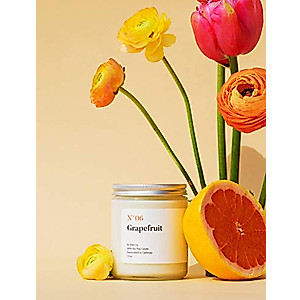 Mia's Co Grapefruit Scented Candle, Handmade with Natural Soy Wax and Cotton Wicks, 7.5 oz Minimalist Aromatherapy Candle for Home, Long Lasting Burning for Stress Relief, Candle Gift for Women