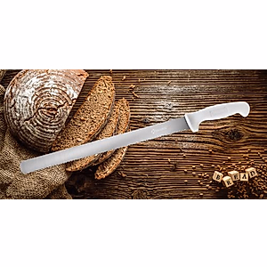 Bleteleh Extra-Long 15-Inch Blade Slicing Knife Serrated Edge, White Handle