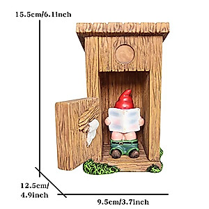 nezababy Funny Garden Gnome Outdoor Statues Naughty Sculpture Decoration Inappropriate Read Newspaper Gnome for Indoor Lawn Yard Red