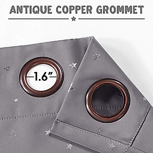 PrinceDeco Blackout Kids Curtains for Bedroom Thermal Insulated Silver Twinkle Star Curtains for Boys Antique Grommet Top Window Treatment 2 Panels Drapes for Nursery (52" W x 63" L, Grey/Silver)