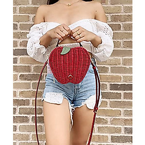 Kate Spade Honeycrisp Apple Red Wicker Basket Crossbody Bag Handbag Novelty