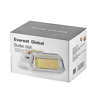 Clear Glass Butter Dishes with Covers - Classic 2-Piece Design Butter Keeper - Traditional Kitchen Accessory Dishwasher Safe