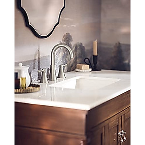 Moen 84022SRN Ronan Two 4" Centerset Modern Bathroom Faucet with Push-Down Drain, 1 Handle, Spot Resist Brushed Nickel