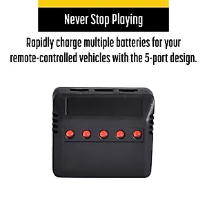Top Race Drone Batteries - RC Charger 1-6S AC/DC 80W and Battery Charger DC 3.7V 1S 1 Cell RC Charger Micro 5 Ports with LED Indicator - Drone Battery Charger - Wide Type Compatibility Remote, Droid
