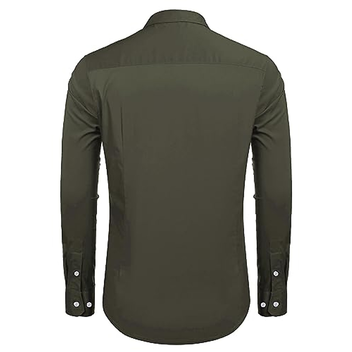COOFANDY Men's Muscle Fit Dress Shirts Wrinkle-Free Long Sleeve Casual Button Down Shirt (01-Olive Green(Stretch Fabric), X-Large)