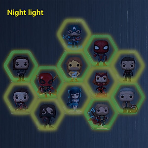 LRANFOW 4 Sets Display Shelves for Funko Pop Display or Other Pop Figures, Wall Mounted Glow at Night