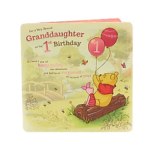 UK Greetings Granddaughter Winnie the Pooh 1st Birthday Card, 210 x 210 mm, Envelope Included