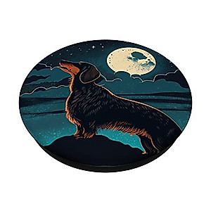Dachshund Howling Moon PopSockets Swappable PopGrip