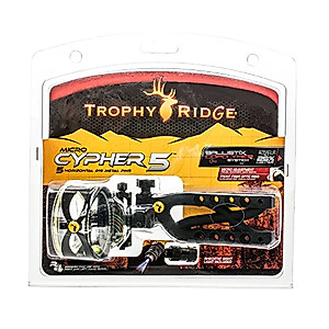 Trophy Ridge Cypher Archery Bow Sight - .019 Fiber Optic 5 Pin Sight, Tool Less Windage and Elevation Adjustability, Adjustable Rheostat Light, Ambidextrous