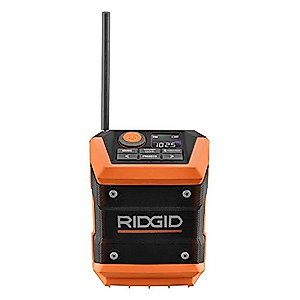 Ridgid R84086B 18V Lithium Ion Cordless Mini Bluetooth Radio w/ Clock and USB Smart Phone Charging (Battery and Charger Not Included / Radio Only)