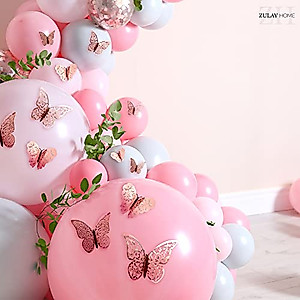 Zulay Home 3D Butterfly Wall Decor - 48pcs Butterfly Decor with 3 Wing Designs - Removable DIY Butterfly Decorations for Room, Birthdays, Parties, Cake, Weddings, Kids Bedroom (Metallic Rose Gold)