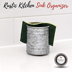 Autumn Alley Farmhouse Sponge Holder - Galvanized Kitchen Sponge Holder for Kitchen, Rustic Kitchen Accessories Farmhouse Style with SCRUB Label, Charm Country Kitchen Accessories Counter