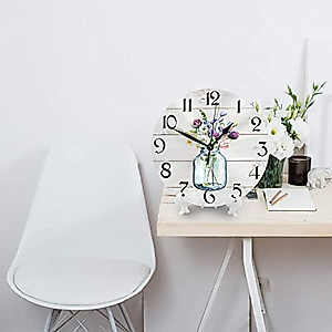 DADABULIU Wall Clock Spring Flower Rustic Country Silent Non-Ticking 10 Inch Round Clocks PVC Battery Operated Quartz Analog for Living Room Kitchen Bedroom Bathroom Office Home School Decor