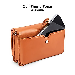 nuoku Women Small Crossbody Purse Cell Phone Wristlet Wallet Purse with RFID Card Slots and Strap for Women (Orange)