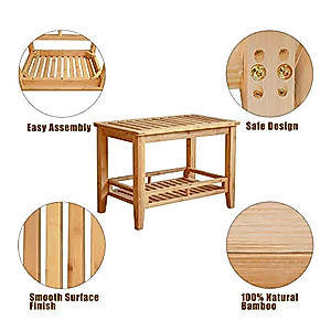 RANDEFURN Shower Bench 24'' Shower Chair with Shelf, Bathroom Bench,Shower Benches for InsideShower, Shoe Organizer or Entryway Bench 24x15x18.2 Inches