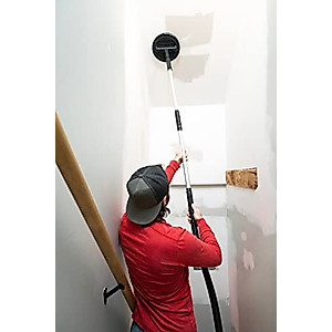 Hyde Dust-Free Sander Kit 9-inch Round with Two-piece Lightweight Extension Pole, Pivoting Head For Walls or Ceilings, Included 6 Foot Hose with Suction Control Valve Joins with Your Wet/Dry Vacuum