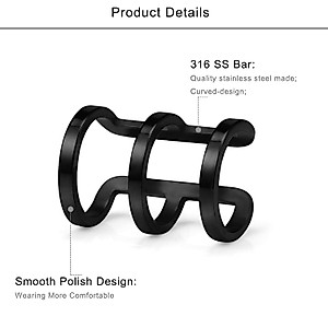 Lcolyoli Ear Cuff Cartilage Earrings Surgical Steel Fake Clips On Earrings for Women Non Piercing Faux Helix Earring 4 Pairs Set Black